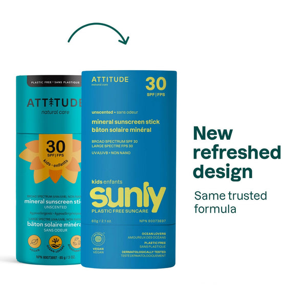 Attitude sunly Kids Mineral Sunscreen Stick SPF 30 60g - Fiddleheads ...