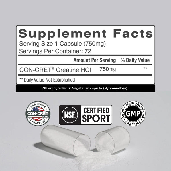 Con-Cret Creatine HCl Capsules 72s - Fiddleheads Health and Nutrition