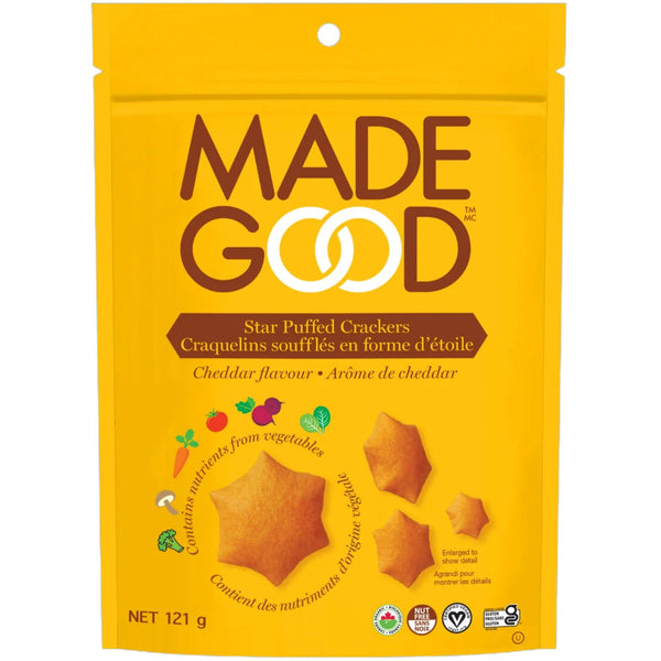 MadeGood Organic Star Puffed Crackers Cheddar Flavour 121g ...