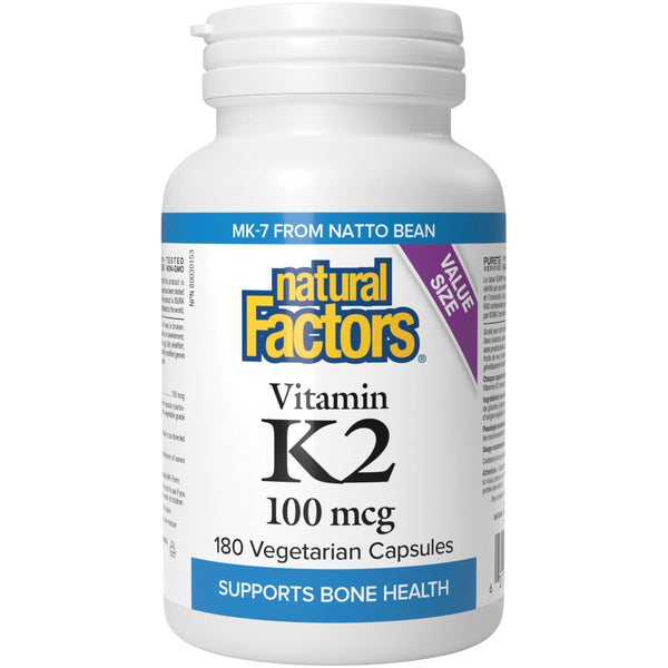 Natural Factors Vitamin K2 100mcg 180s - Fiddleheads Health and Nutrition