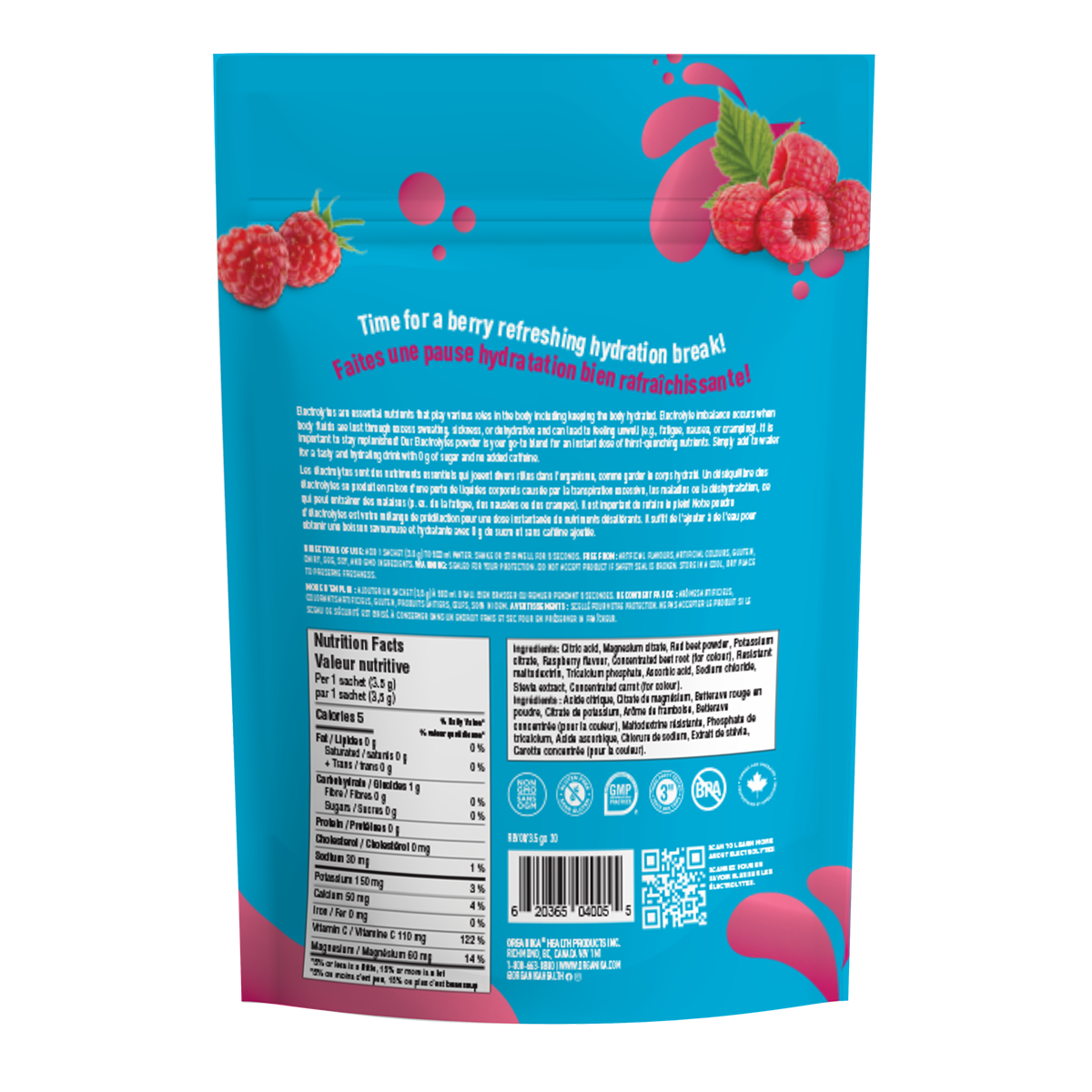 Organika Sugar-Free Electrolytes Wild Raspberry Sachets - Fiddleheads ...
