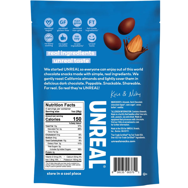 Unreal Dark Chocolate Covered Almonds 113g - Fiddleheads Health and ...