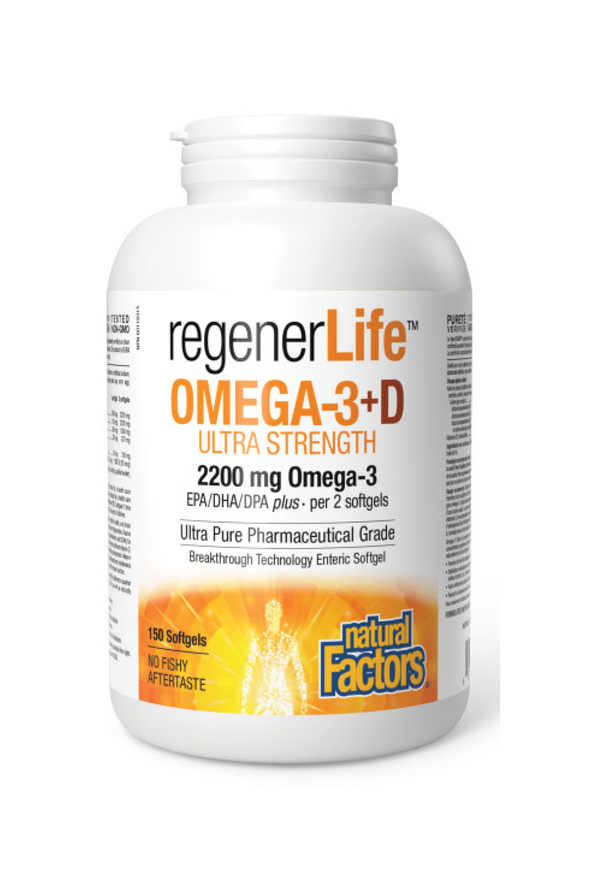 Natural Factors regenerLife Ultra Strength Omega-3 + Vitamin D3 150s ...